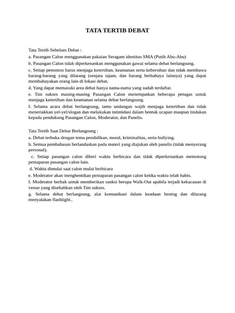Tata Tertib Debat OSIS 2023 | PDF