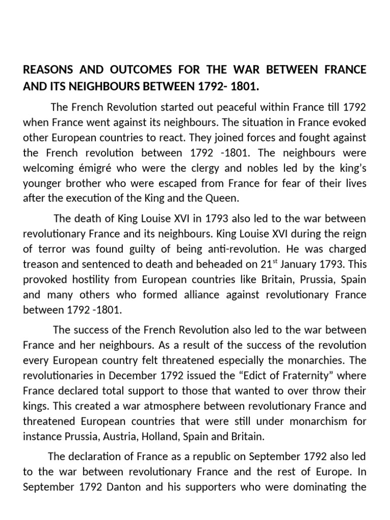 REASONS FOR THE WAR BETWEEN FRANCE AND ITS NEIGHBOURS | PDF | French ...