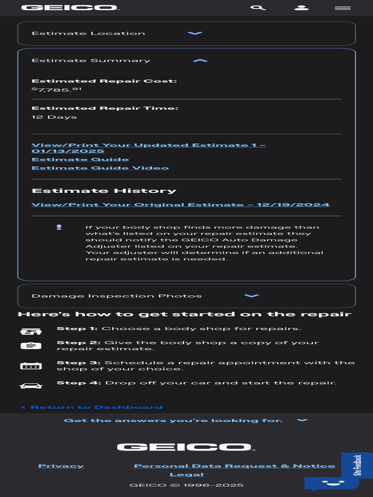 GEICO Auto Repair Estimate Process | PDF