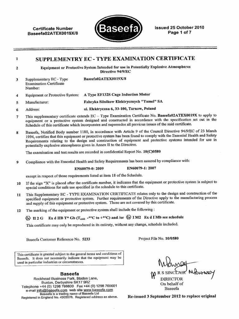 Baseefa 02atex0019x | PDF