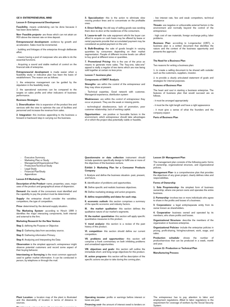 Reviewer in GE II Finals 1 | PDF | Entrepreneurship | Marketing