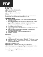 Chief Cook Job Description | PDF