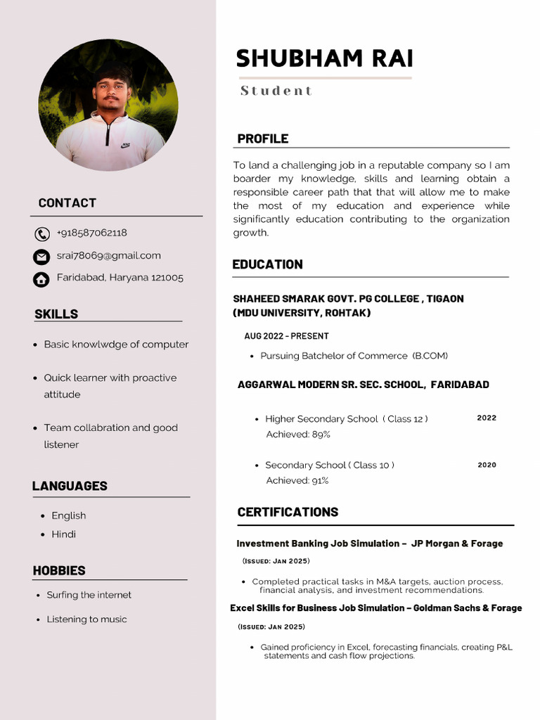 Shubham Rai CV | PDF