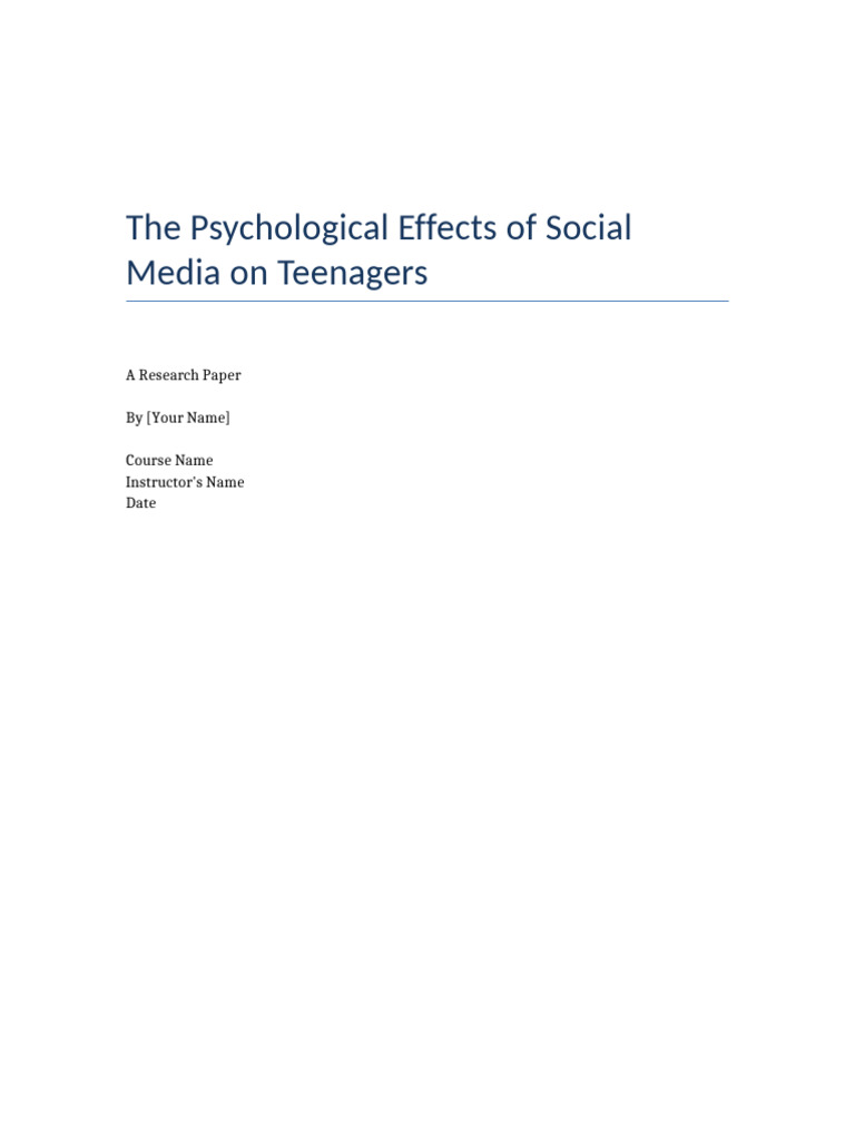 Psychological Effects Social Media | PDF