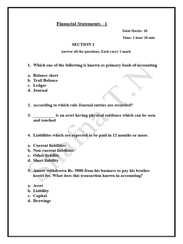 POA Exam: Financial Statements Practice | PDF | Expense | Bad Debt