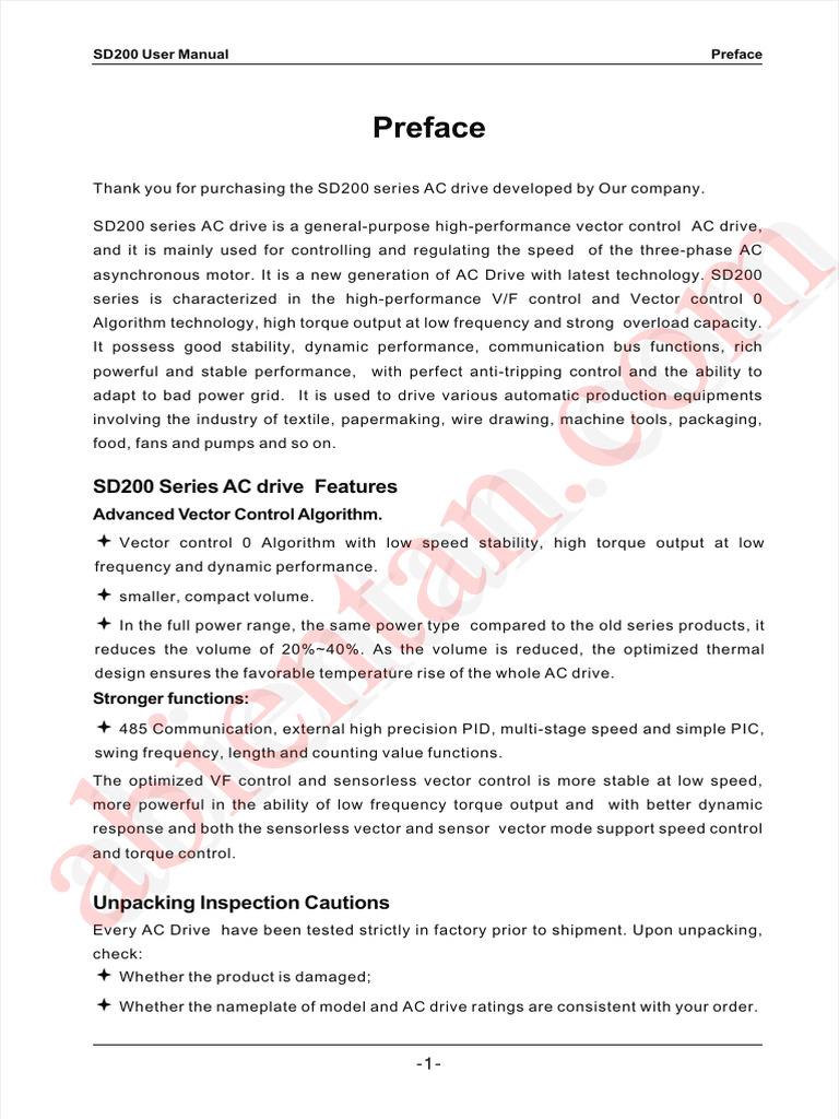 SD200 Series AC Drive User Manual | PDF | Alternating Current | Capacitor