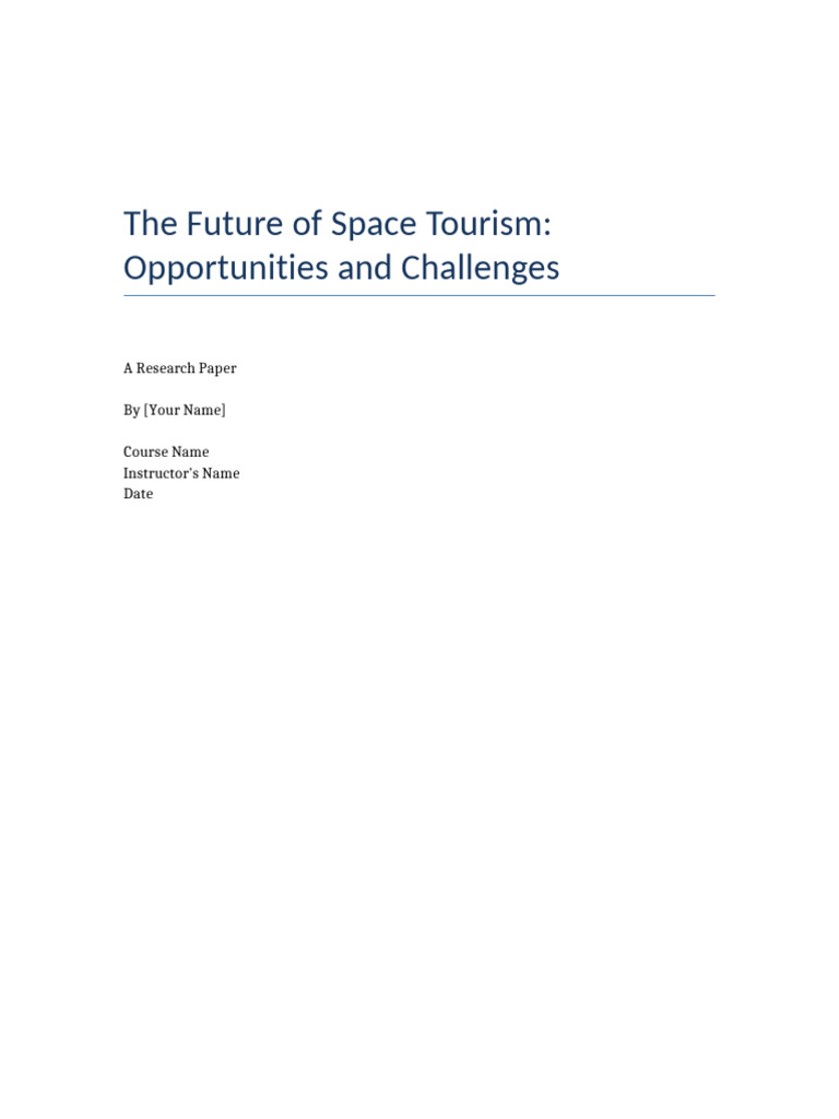 Future Space Tourism | PDF
