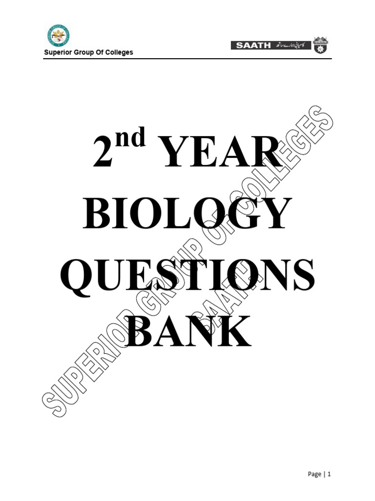 2nd Y Biology Question Bank | PDF | Nervous System | Kidney