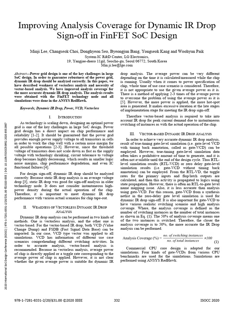 Improving Analysis Coverage For Dynamic IR Drop Sign-Off in FinFET SoC Design | PDF | Electronic ...