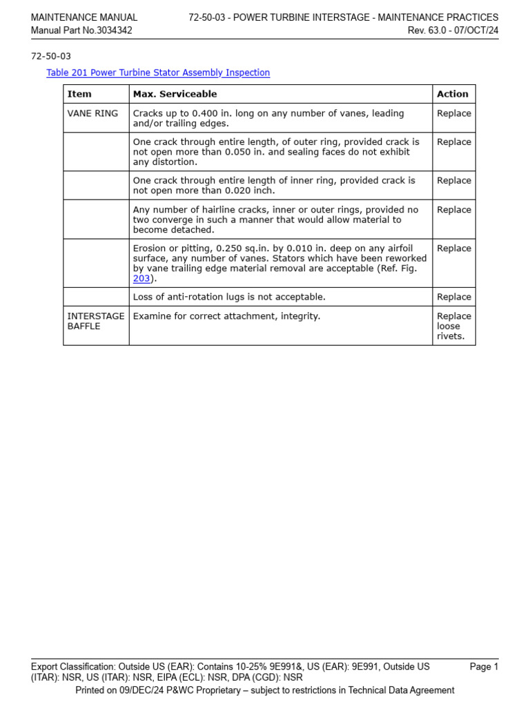 Power Turbine Stator Inspection Guide | PDF