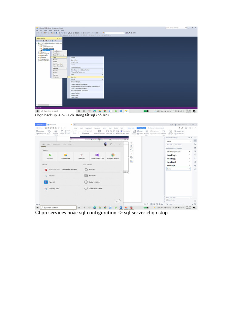 Chọn services hoặc sql configuration -> sql server chọn stop | PDF