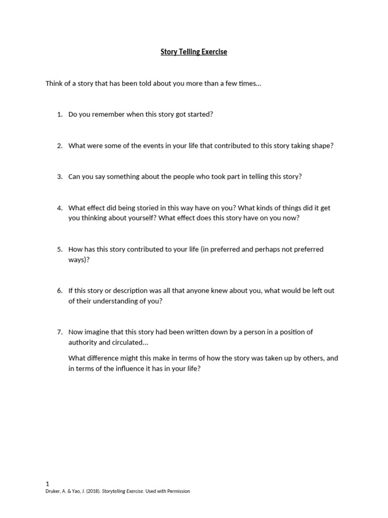Reflective Storytelling Exercise | PDF