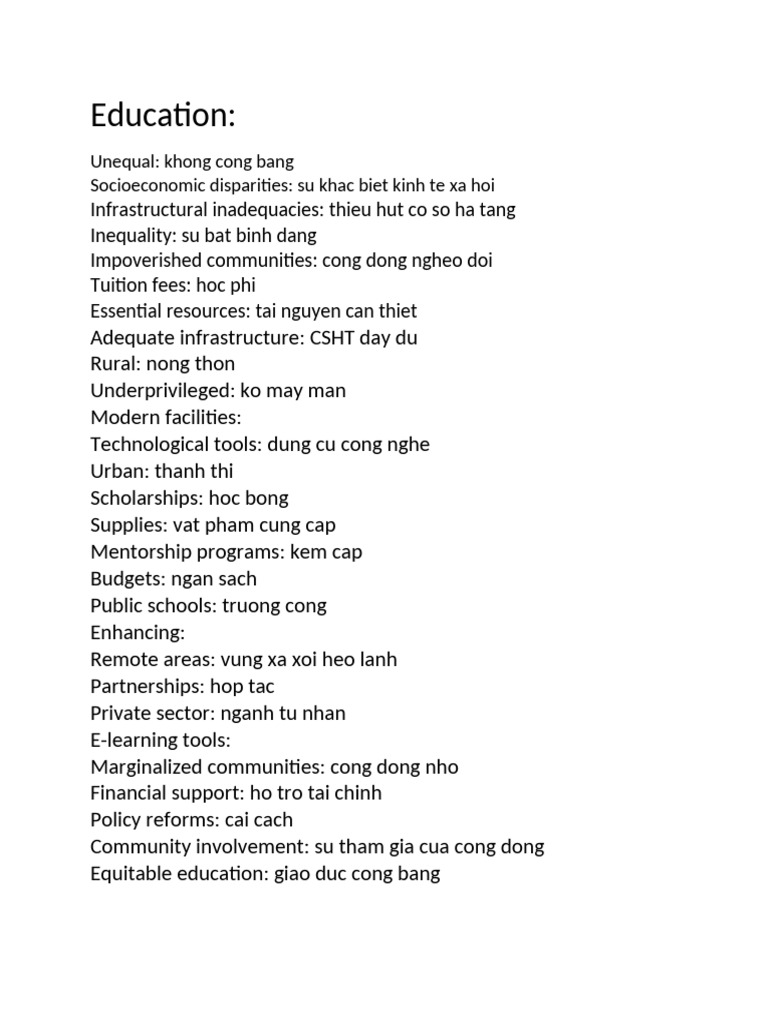 Education Vocab | PDF