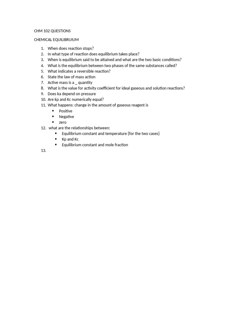 CHM 102 Questions | PDF
