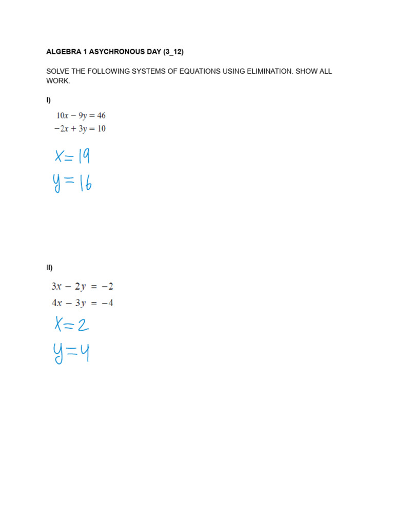 Kami Export - Jane Johnson - ALGEBRA 1 ASYNCHRONOUS DAY (3 - 12) | PDF