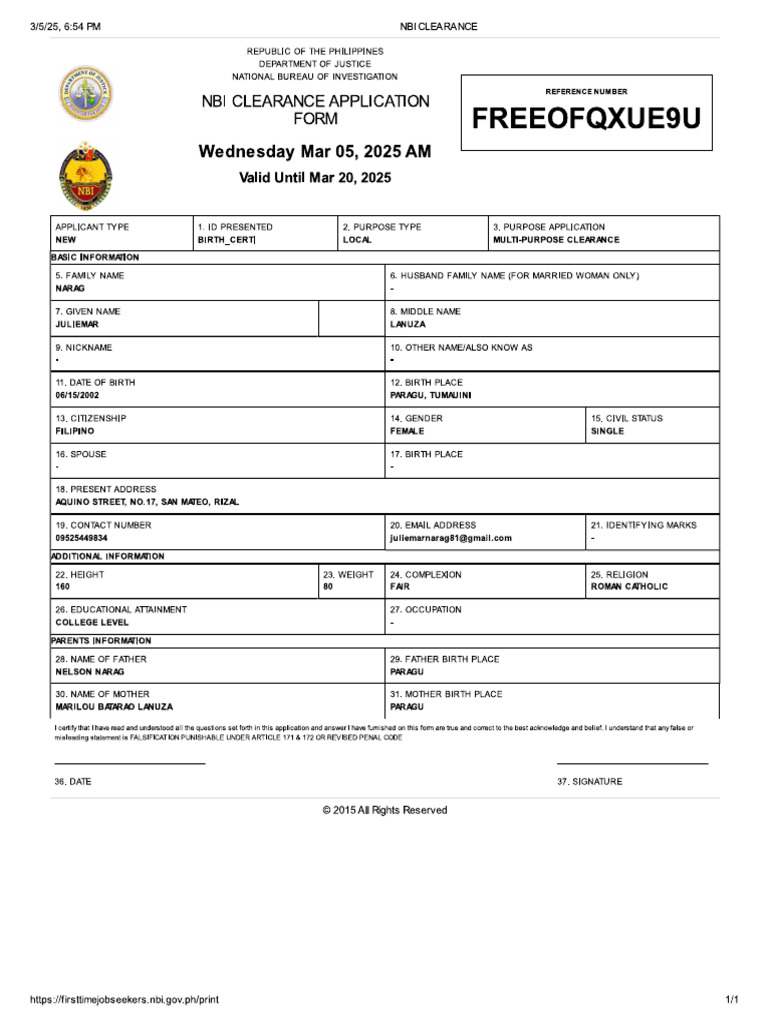 NBI (First Time Job Seeker) | PDF