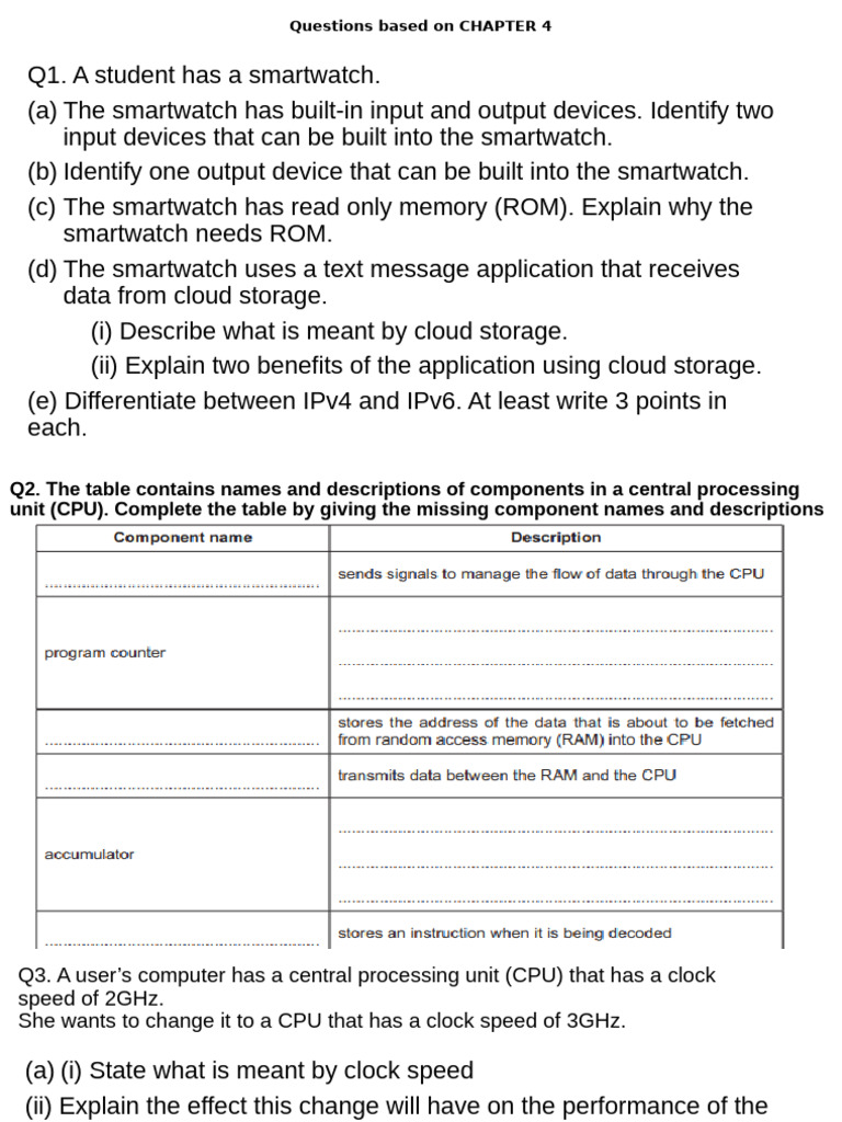 Homework Questions Based On CHAPTER 4 | PDF