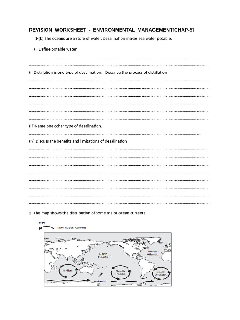 Chap-5 - Revision Worksheet (Feb-2025) | PDF | Trawling | Fishery
