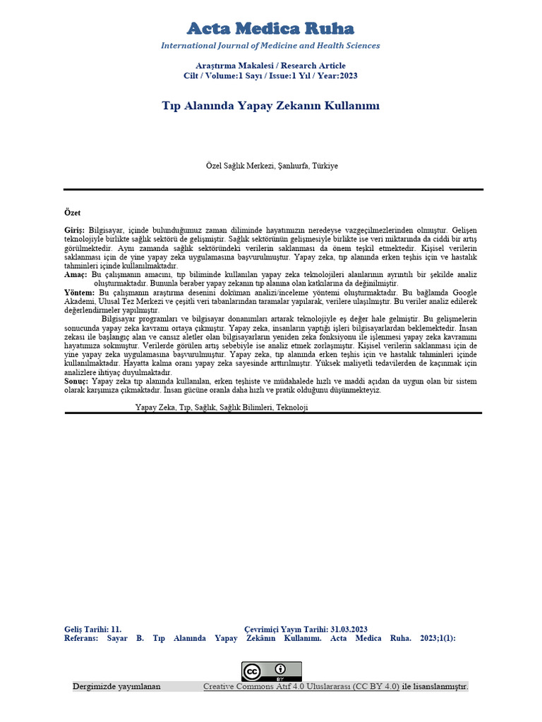 Yapay Zeka Tıp - OTH-1 | PDF