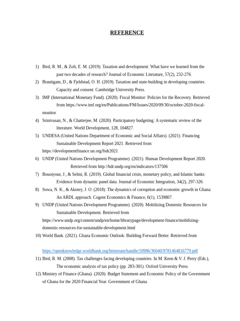 REFERENCE | PDF | Taxes | United Nations Development Programme