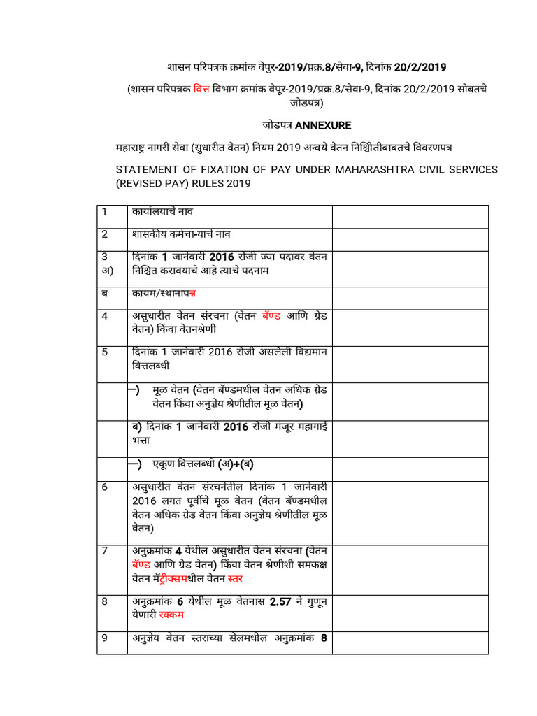 7th Pay Fixation Form【Ss】 | PDF