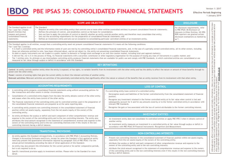 IPSAS 34 To 38 Summary - On - One - Page | PDF | Equity (Finance) | Fair Value