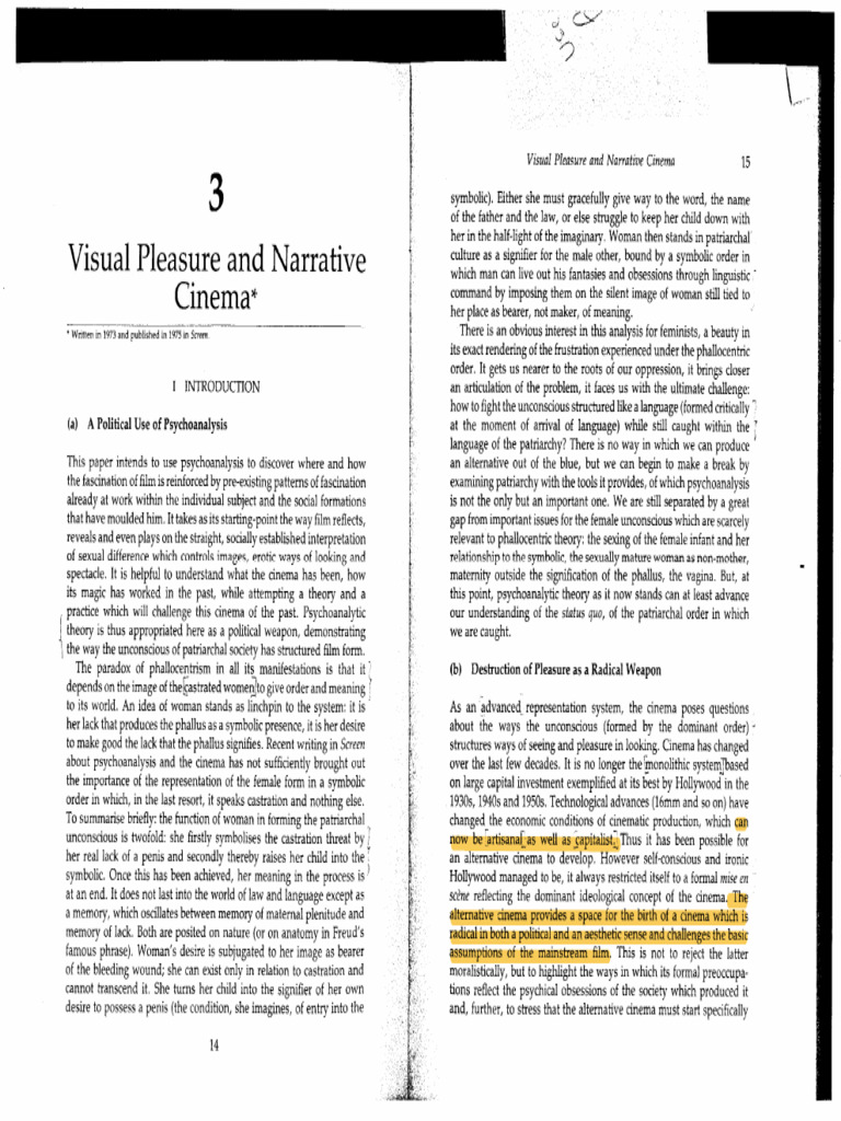 Visual Pleasure and Narrative Cinema | PDF