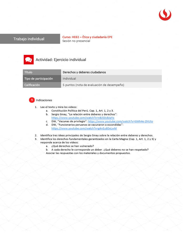 Actividad DD4 - Deberes y Derechos Semana 5 | PDF