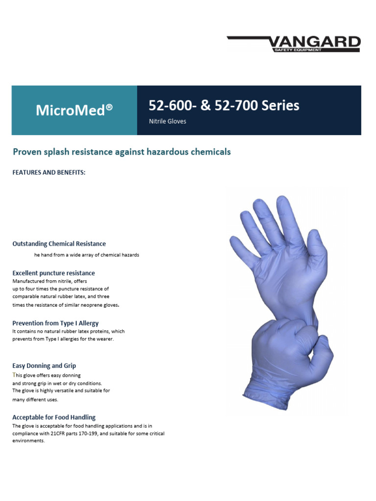 Guante de Nitrilo Desechable 52-700 Vangard | PDF | Glove | Materials
