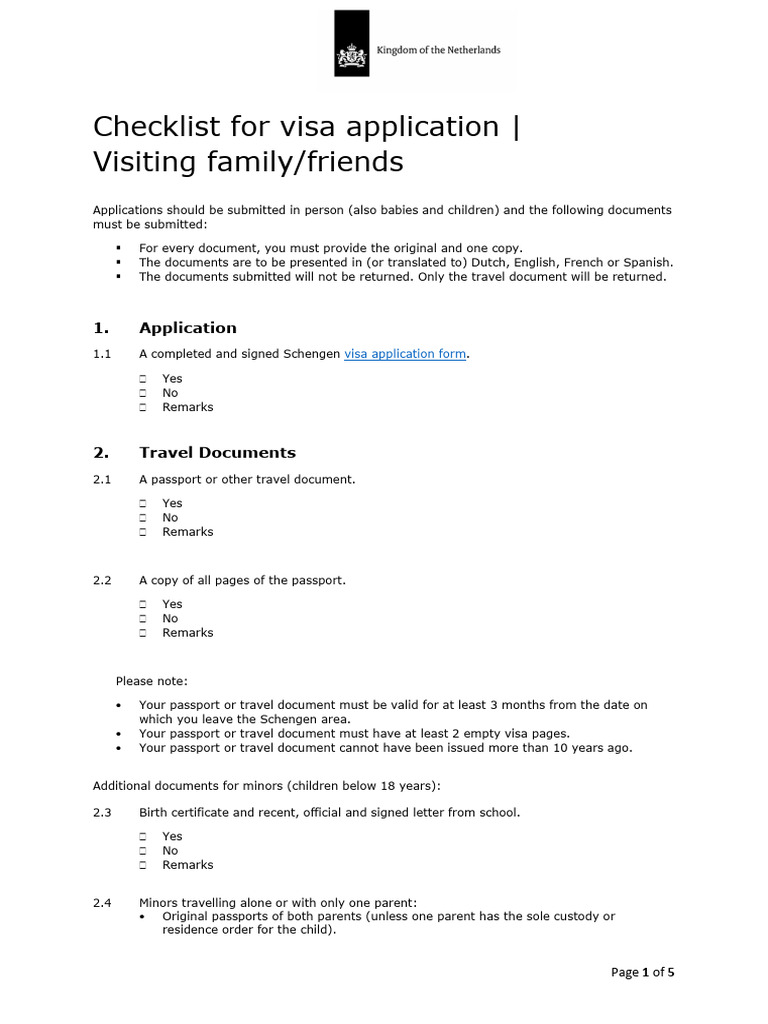 Checklist Visa Application Visiting Family Friends Ireland | PDF ...