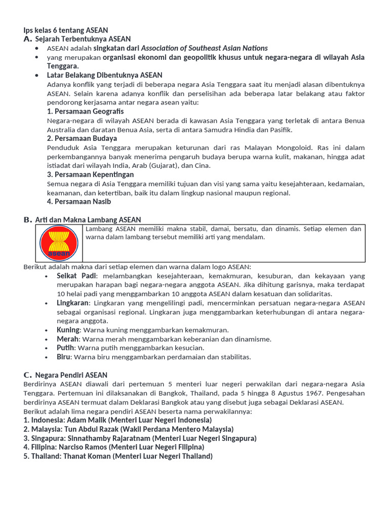 Latar Belakang Pembentukan ASEAN | PDF