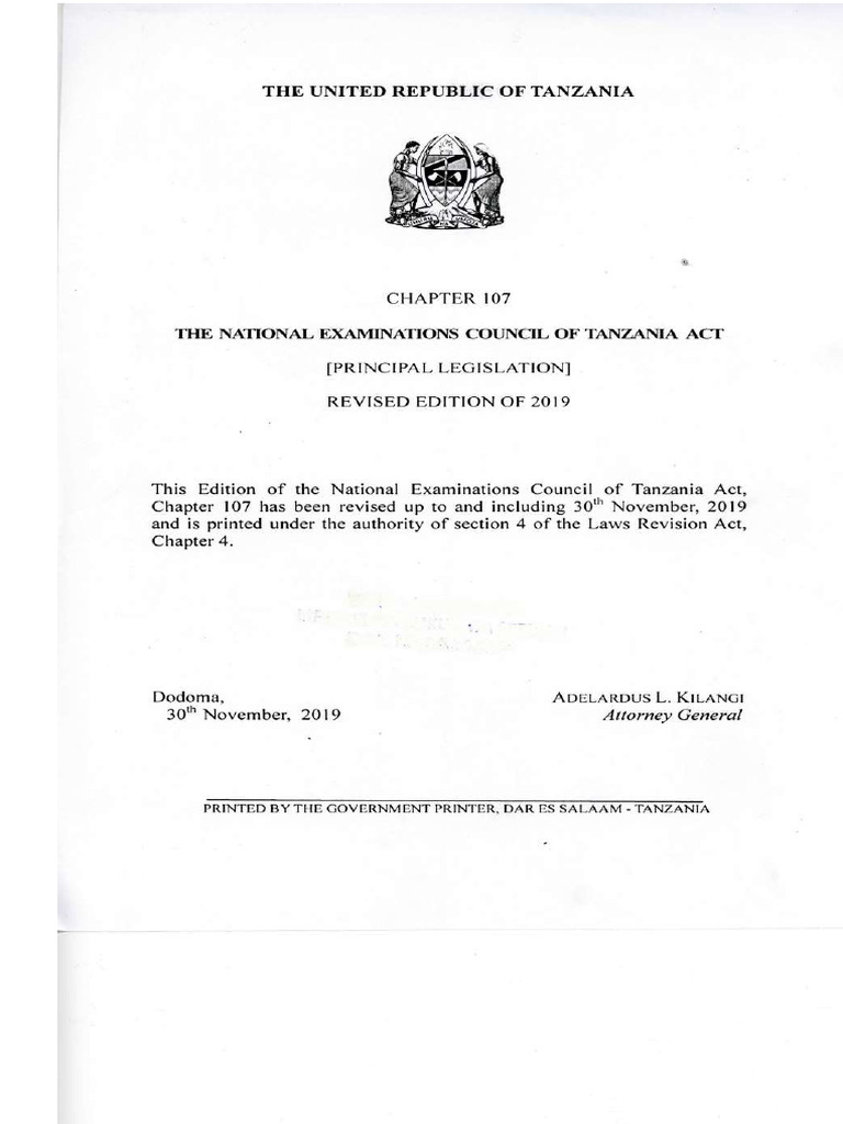 Necta Act Re 2019 | PDF