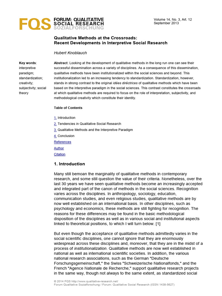 FQS - 14 - 3 - Knoblauch - Qualitative Methods at The Crossroads - Recent Developments in ...