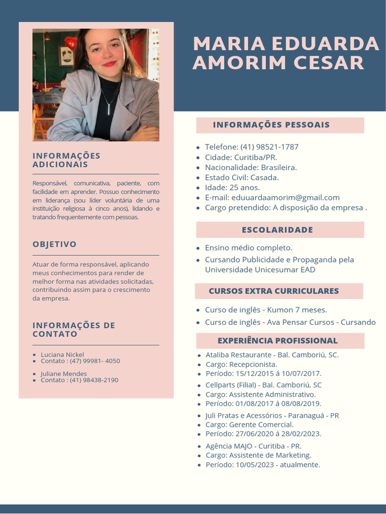 Currículo Maria Eduarda PDF | PDF