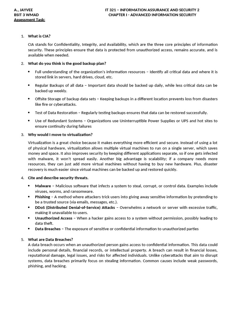 Information Assurance 2 - Activity Prelim | PDF | Security | Computer Security