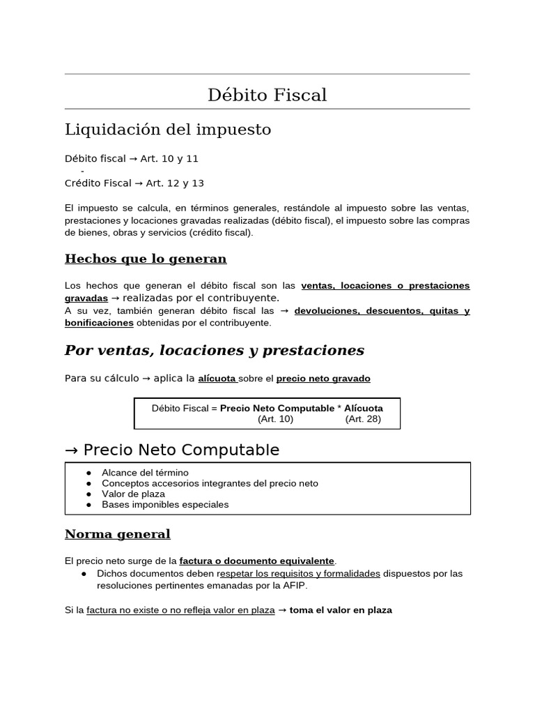 Débito Fiscal | PDF | Impuestos | Factura
