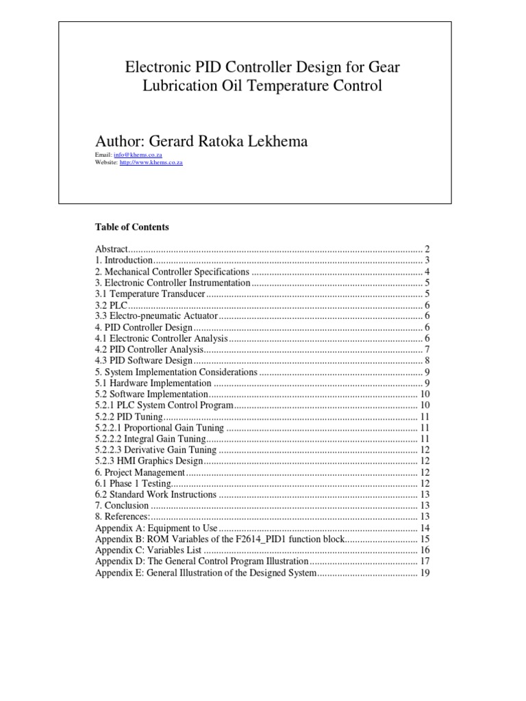 Electronic PID Controller Design Report | PDF | Control Theory ...