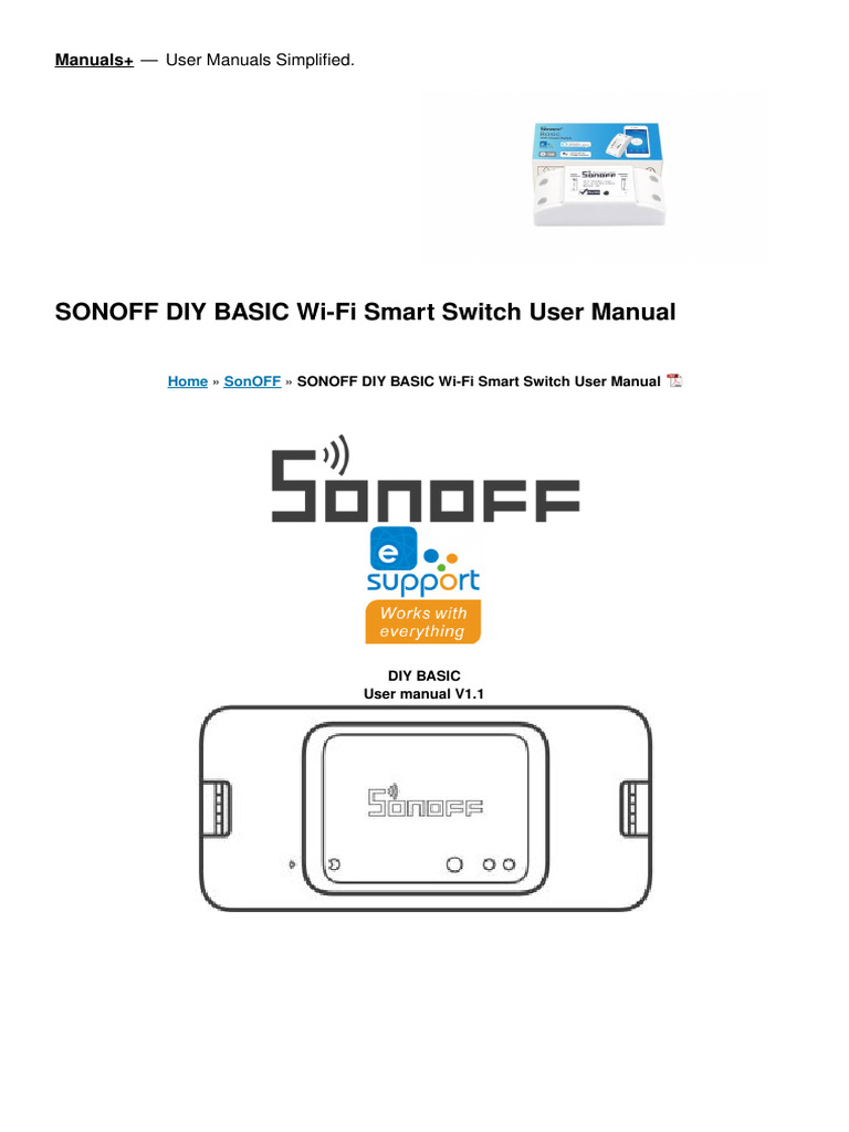 SONOFF DIY BASIC Wi-Fi Smart Switch Manual Do Usuário | PDF | Wi Fi | Radio