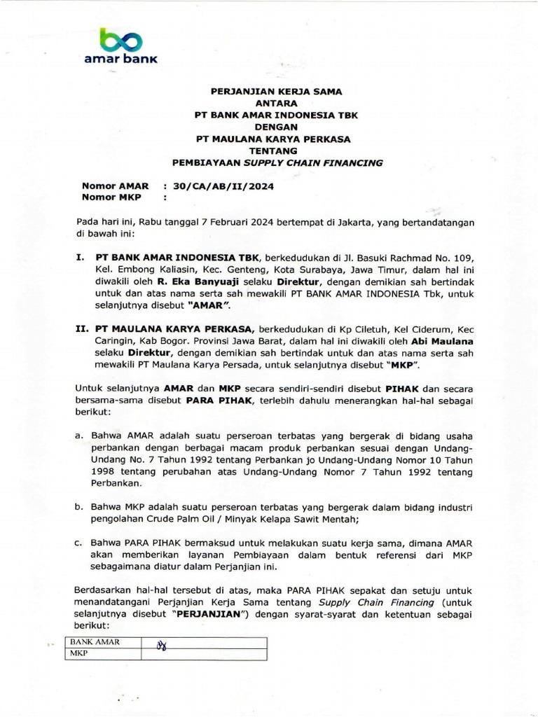 SPPK (Draft) PEMBIAYAAN SCF - Bank Amar | PDF