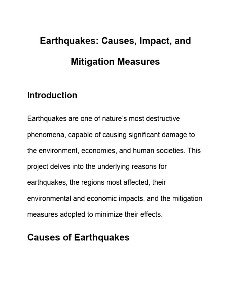 Earthquakes - Causes, Impact, and Mitigation Measures 2 | PDF ...