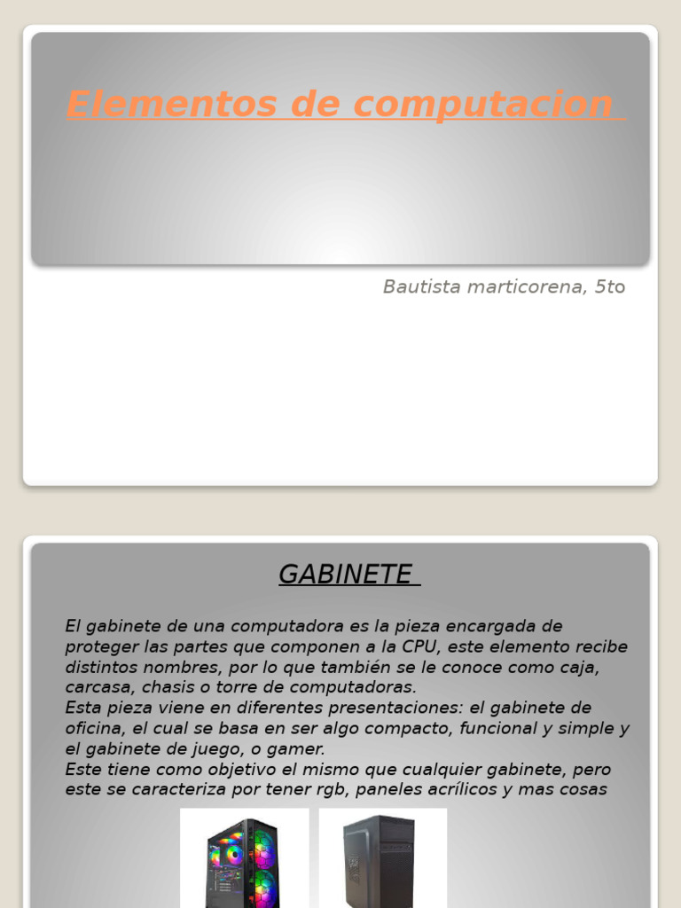 Bautista Marticorena, Infografia Elementos de Un Sist. de Computacion | PDF | Ciencias de la ...