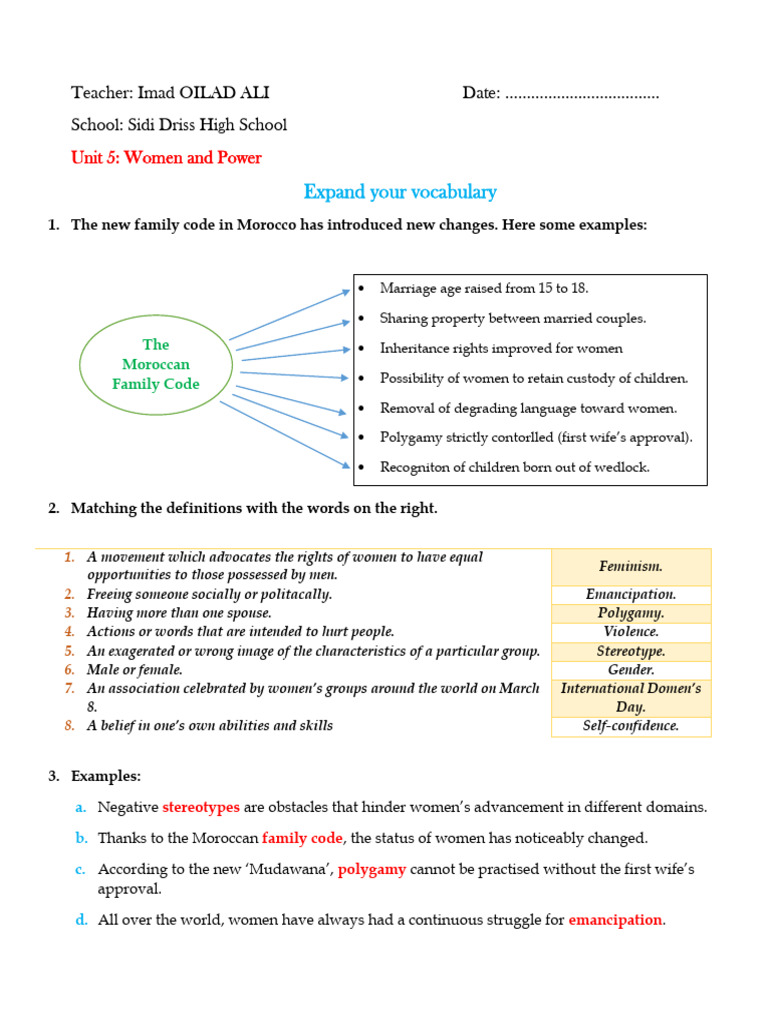 Unit 5= Expand Your Vocabulary | PDF | Gender Studies | Feminism