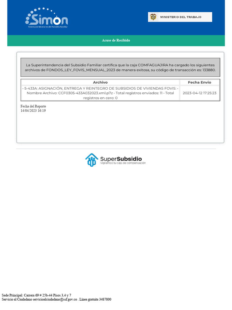 Fondos Ley Fovis Mensual 2023 20230414 | PDF