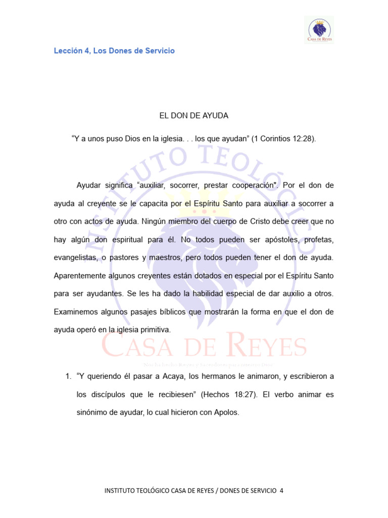 Los Dones de Servicio 4 | PDF | Don espiritual | Pablo el apóstol