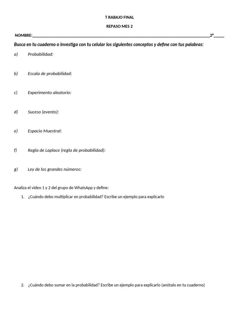 Trabajo Final Prob | PDF
