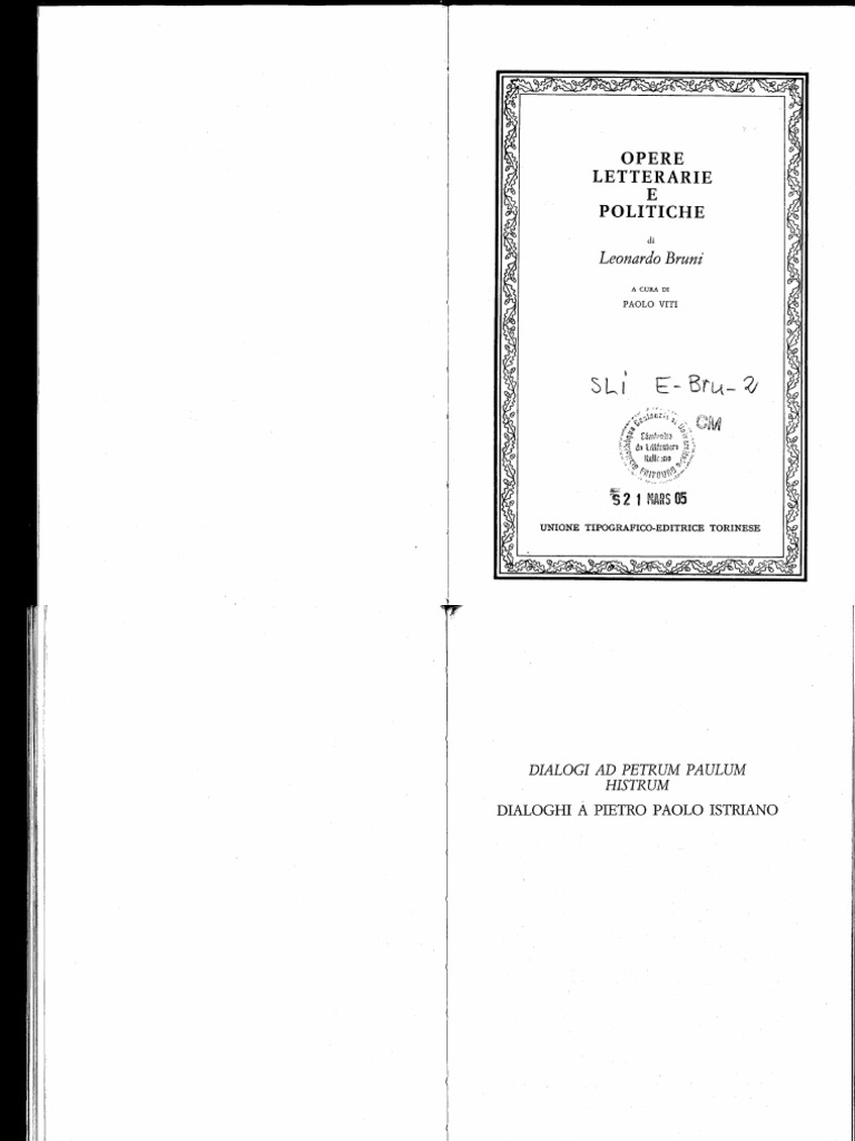 Bruni, Leonardo - Dialogi Ad Petrum Paulum Histrum | PDF