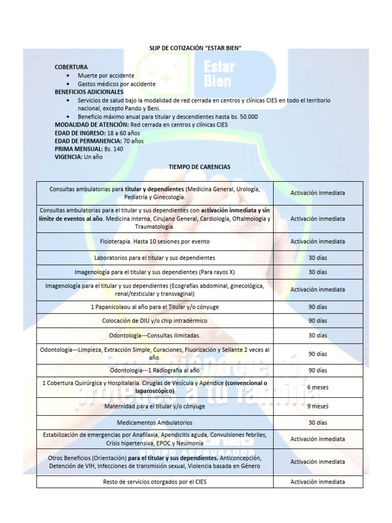 Cies Cotizacion | PDF | Especialidades Medicas | Ciencias de la Salud