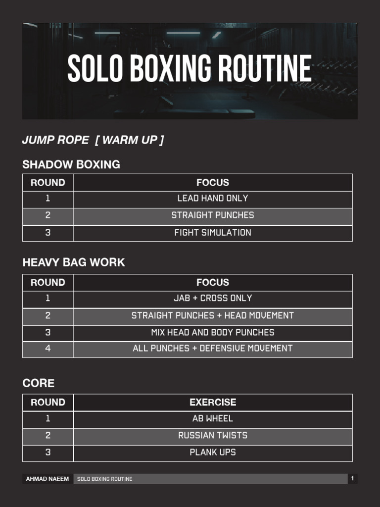 Solo Boxing Workout Routine | PDF