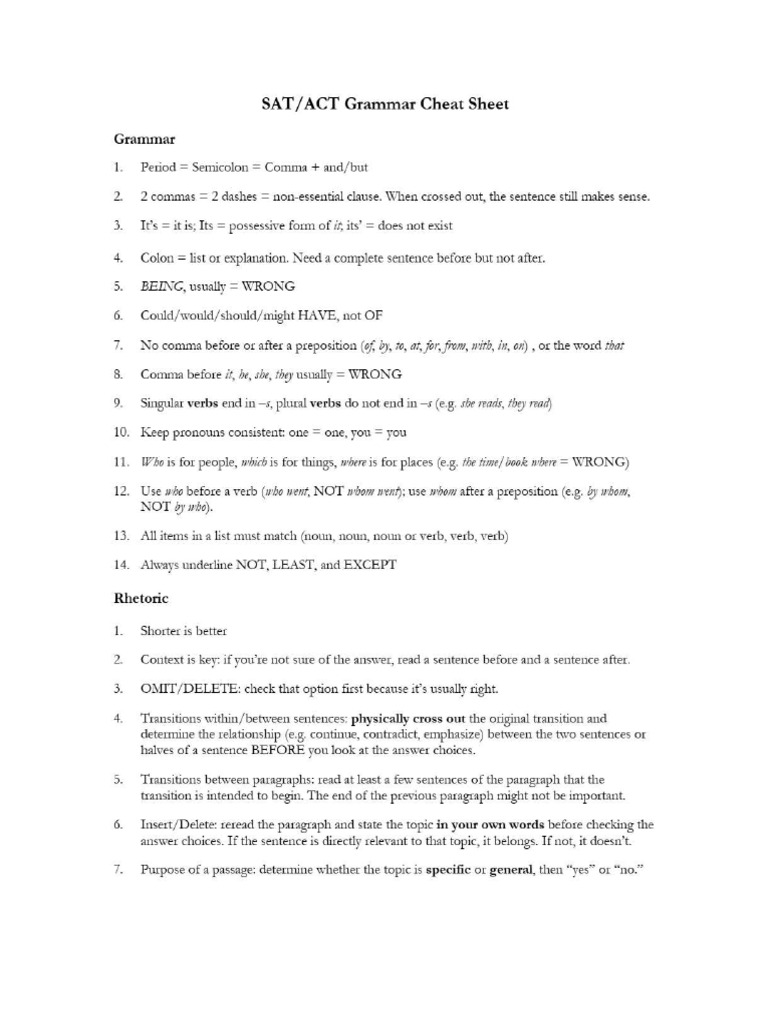 Cheat Sheet Act | PDF