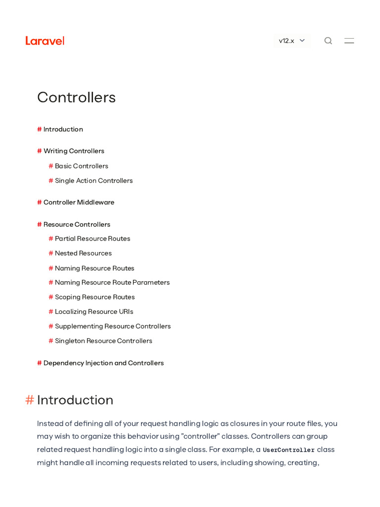Controllers - Laravel 12.x - The PHP Framework For Web Artisans | PDF | Method (Computer ...